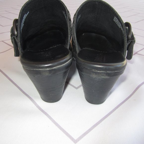 Born | Shoes | Born Lattice Buckle Mules Clogs Leather Black Sz 9 ...